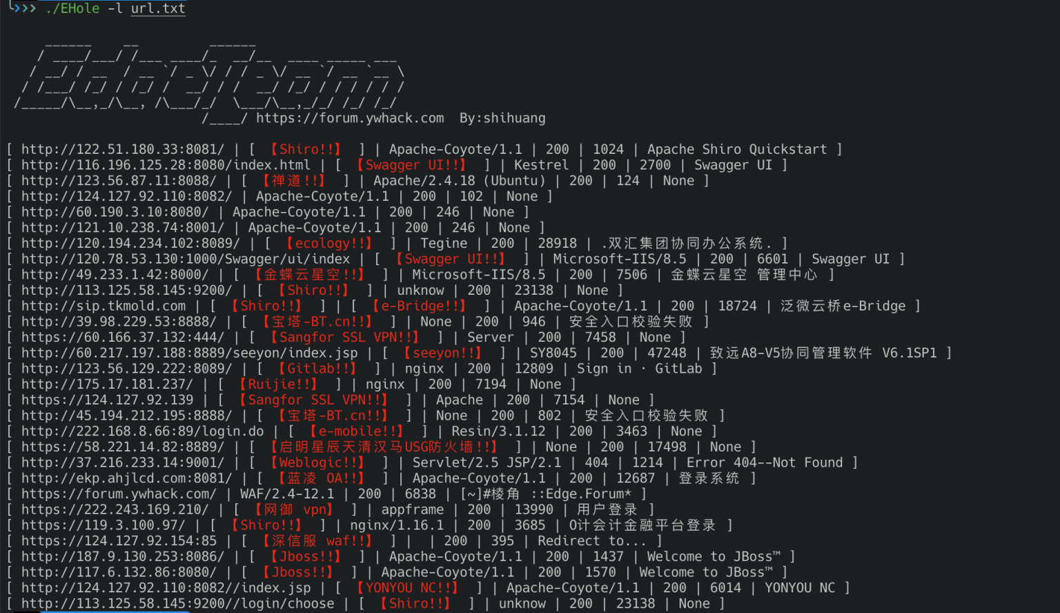 EHole(棱洞)-红队重点攻击系统指纹探测工具 - 🔰雨苁ℒ🔰